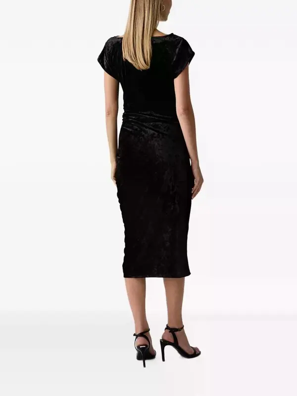 Dkny Ruched Crushed-velvet Midi Dress