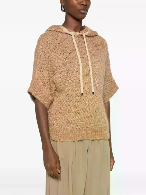 Fabiana Filippi Open-knit Short-sleeve Hooded Sweater