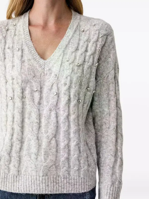 Dkny Crystal-embellished Cable-knit Sweater