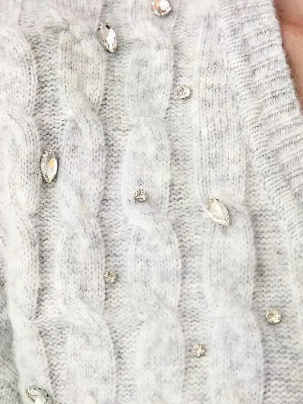 Dkny Crystal-embellished Cable-knit Sweater