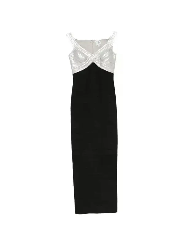 Herve Leger Bonnie Metallic-panel Midi Dress