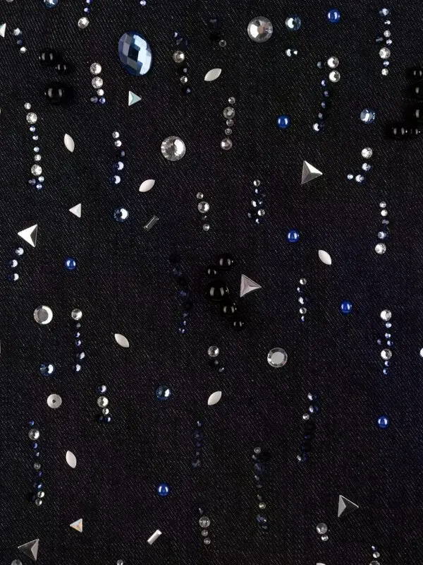 GENNY Crystal-embellished Denim Mini Skirt