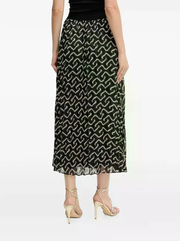 MORGAN Geometric-print Pleated Midi Skirt