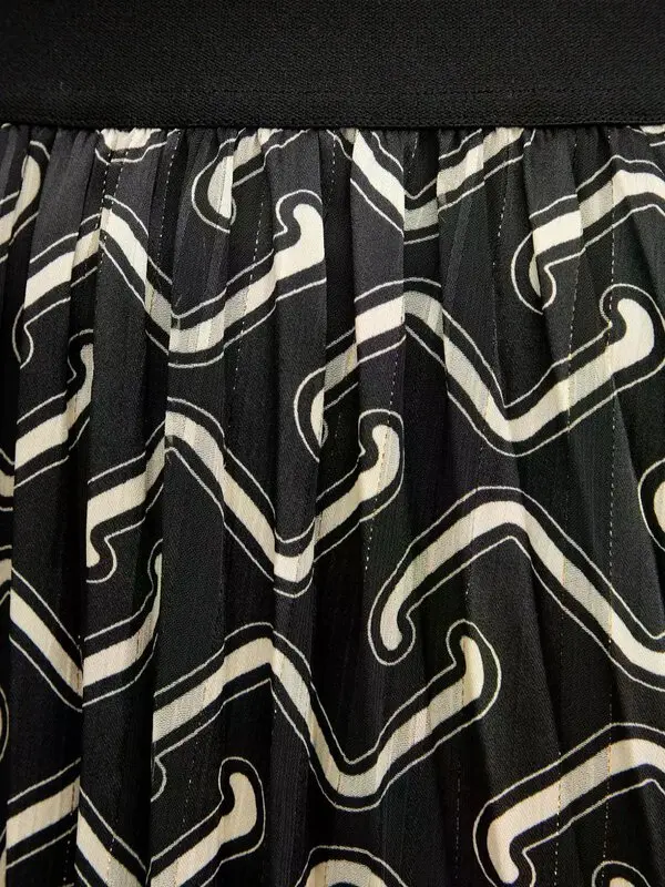 MORGAN Geometric-print Pleated Midi Skirt