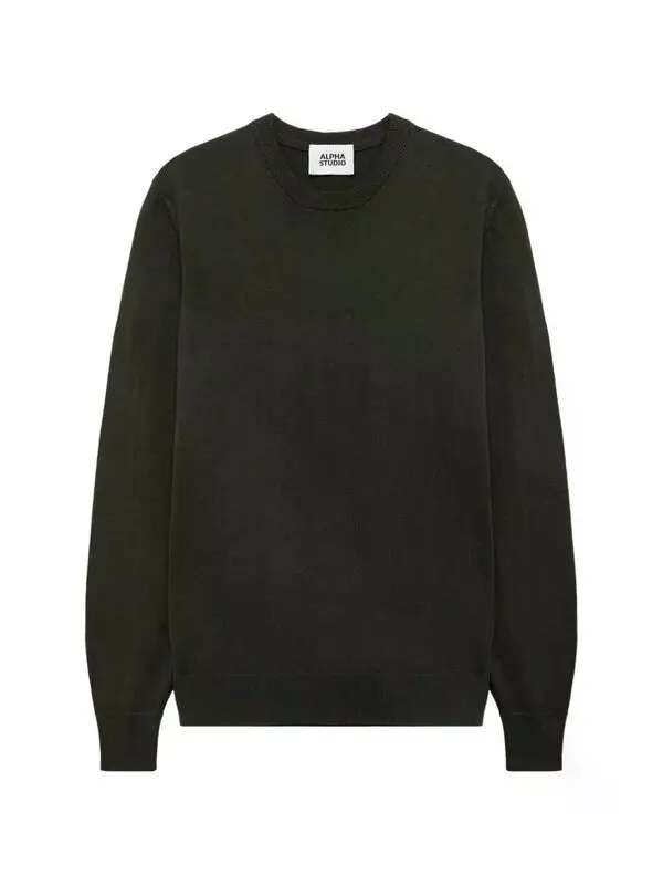 Alpha Studio Merino Wool Crew-neck Sweater - Green