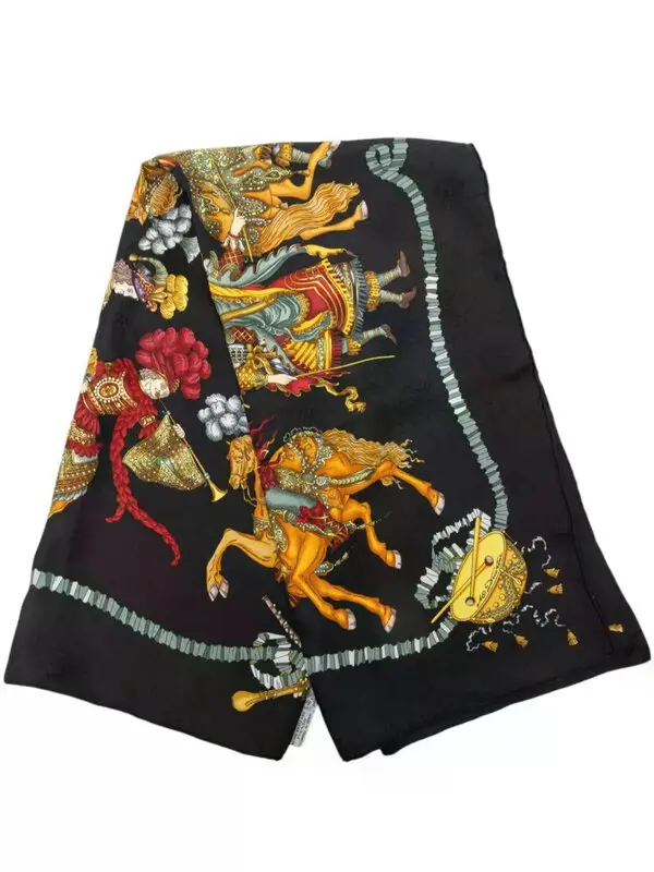 Hermès 2000-2026 Les Fetes Du Roi Soleil Silk Scarf 90 Scarves - Black