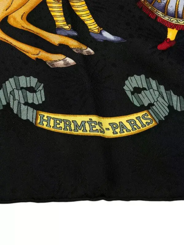Hermès 2000-2026 Les Fetes Du Roi Soleil Silk Scarf 90 Scarves - Black
