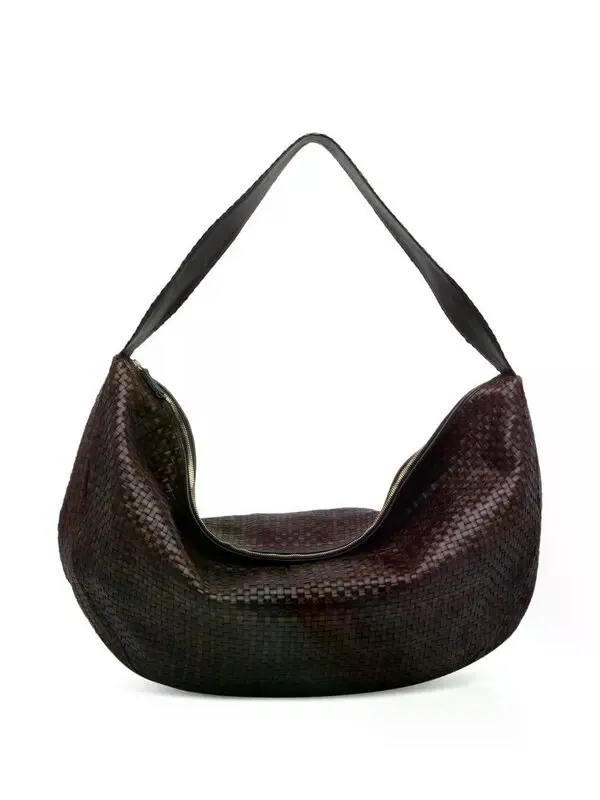 IBELIV Woven Leather Clip Shoulder Bag - Brown