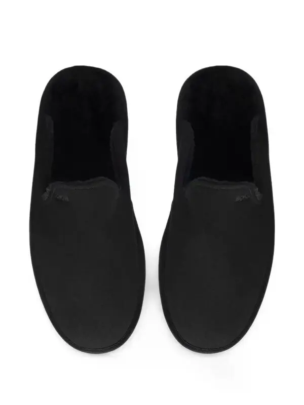 BOSS Shearling-lined Slip-on Slippers With Logo Detail