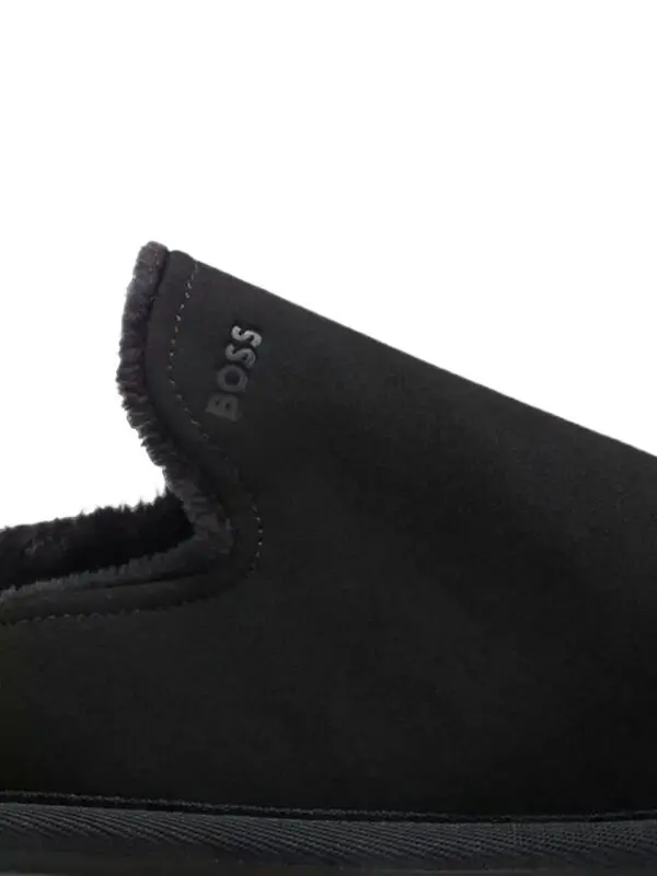 BOSS Shearling-lined Slip-on Slippers With Logo Detail