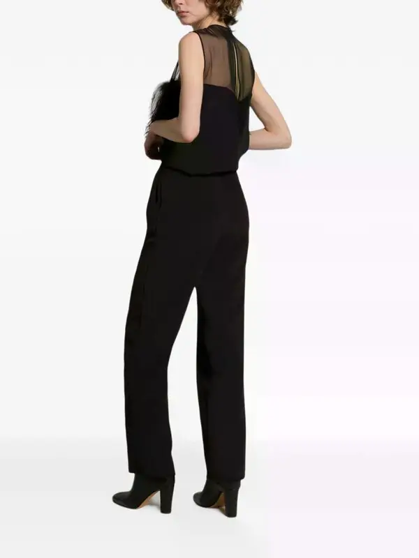 Alberta Ferretti Feather-trim Sheer-panel Top