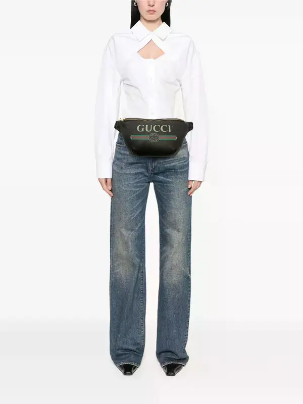Gucci 2000-2015 Calfskin Logo Web Belt Bag
