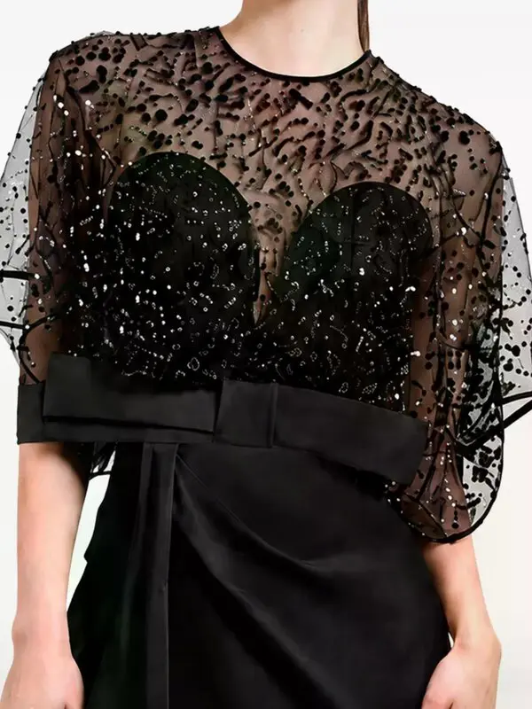 GEMY MAALOUF Beaded See-through Dress