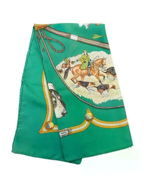 Hermès 20th Century Le Laisser Courre Silk Scarf 90 Scarves - Green