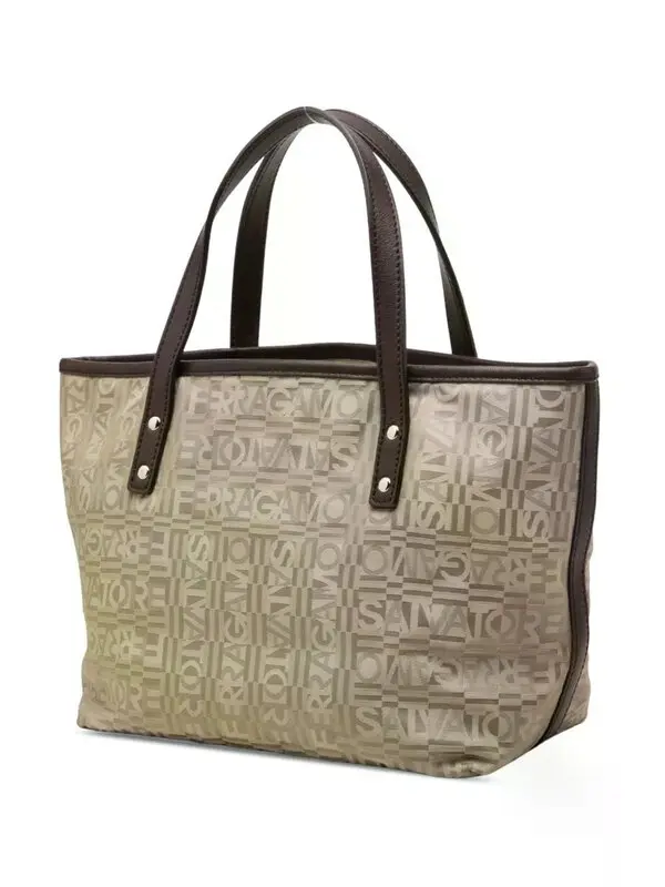 FERRAGAMO 2000-2010 Logo Canvas Gancini Tote Bag