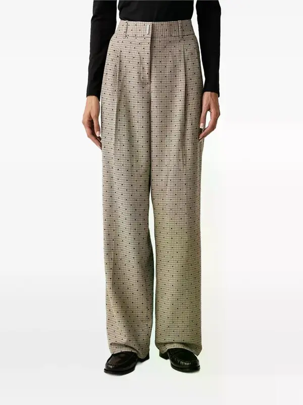 Dkny Houndstooth-pattern Polka-dot Trousers - Neutrals