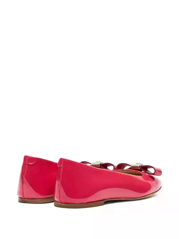 Casadei Bow-embellished Patent-leather Ballet Flats