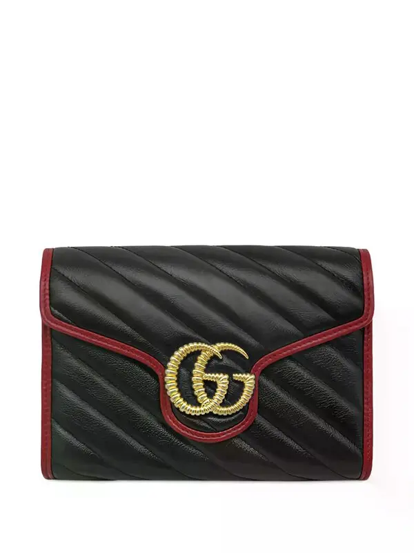 Gucci 2000-2015 Gg Marmont Matelasse Calfskin Torchon Wallet On Chain Crossbody Bag - Black