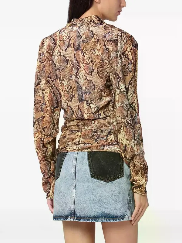 Isabel Marant Étoile V-neck Snakeskin-print Blouse - Brown
