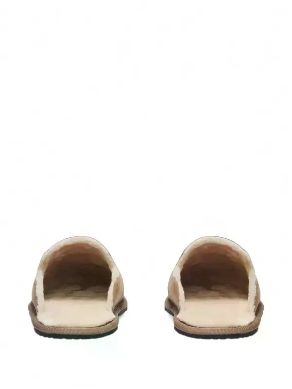 BOSS Shearling-lined Slip-on Slippers With Logo Detail