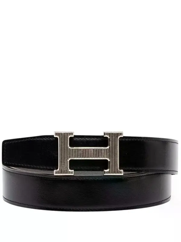Hermès 2024 Swift And Togo Constance H Guillochee Reversible Belt - Black