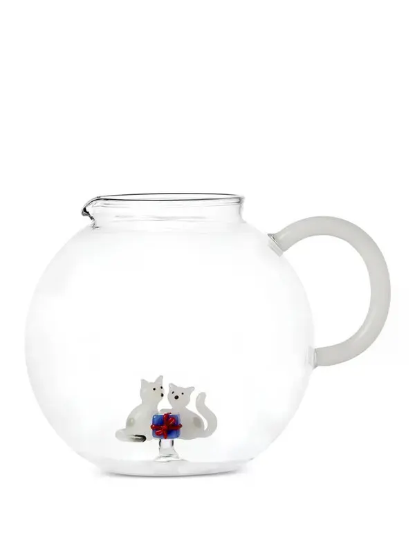 ICHENDORF MILANO Cat-motif Glass Jug - White