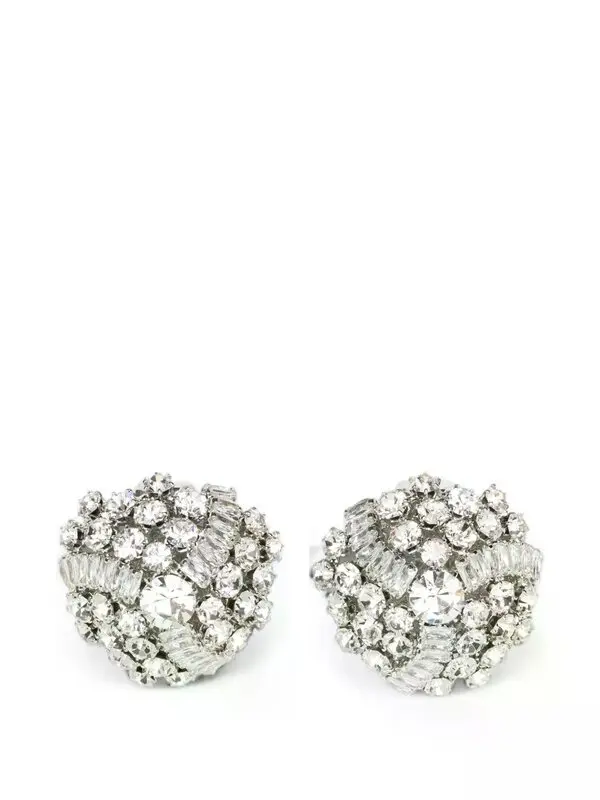 N°21 Crystal-embellished Clip-on Earrings - Silver