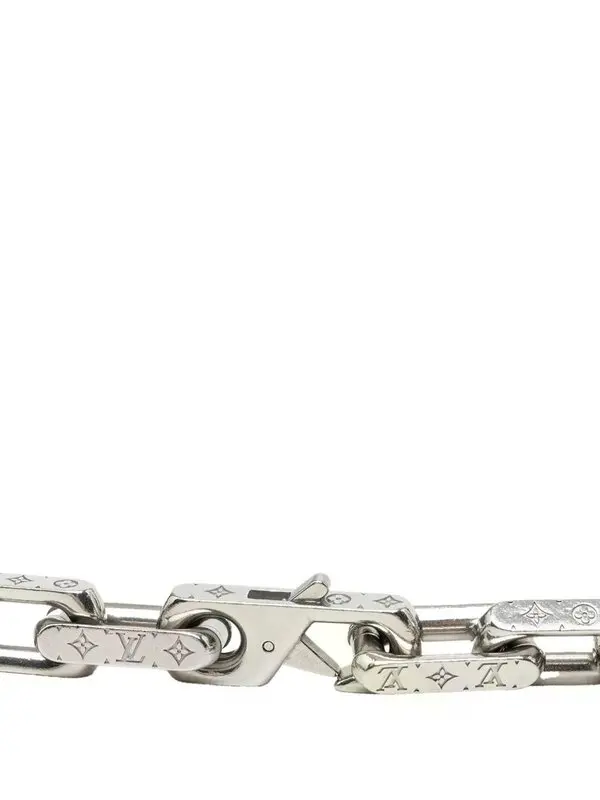 LOUIS VUITTON 2021 Stainless Steel Monogram Chain Necklace Costume Necklace - Silver