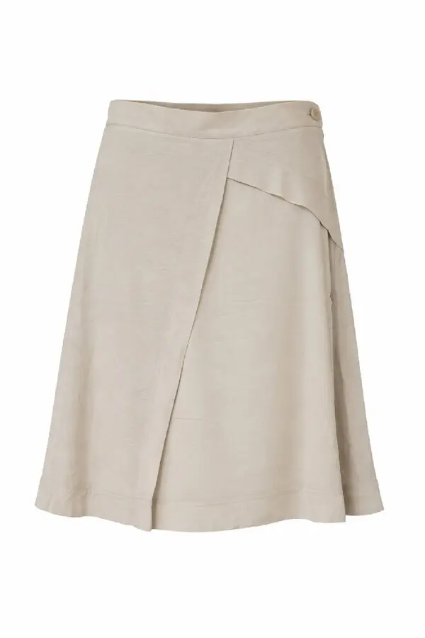 CONQUISTA Neutrals Wrap-effect Midi Skirt – Effortless Elegance & Modern Minimalism - Beige