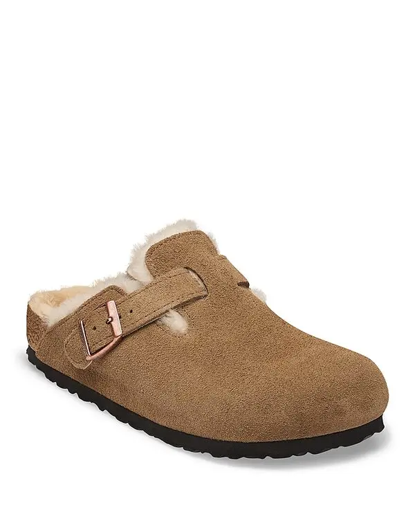 BIRKENSTOCK Boston Suede & Shearling Clogs