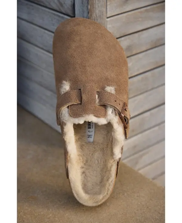 BIRKENSTOCK Boston Suede & Shearling Clogs