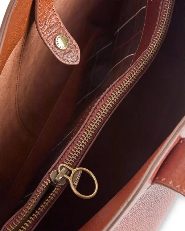 Barbour Alder Large Leather Tote Bag - Brown