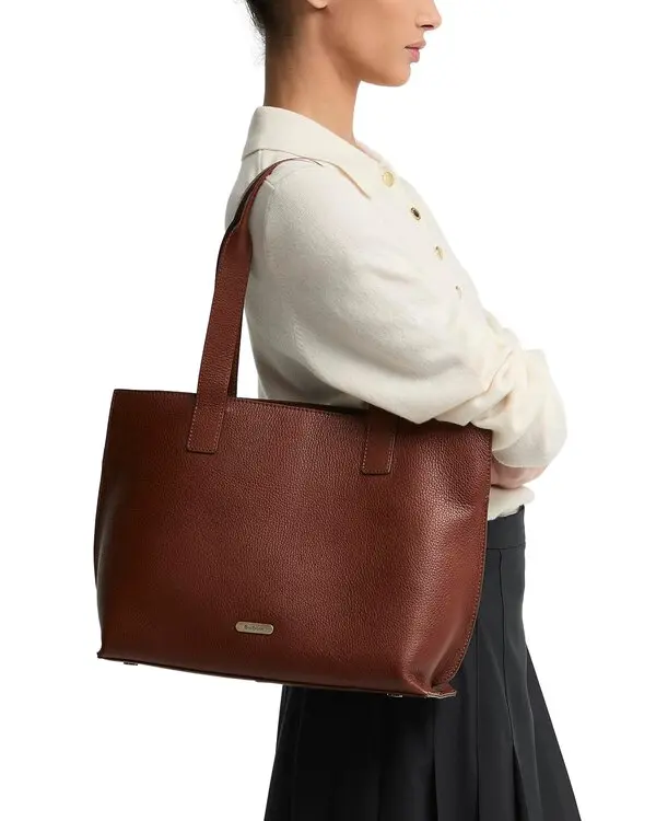 Barbour Alder Large Leather Tote Bag - Brown