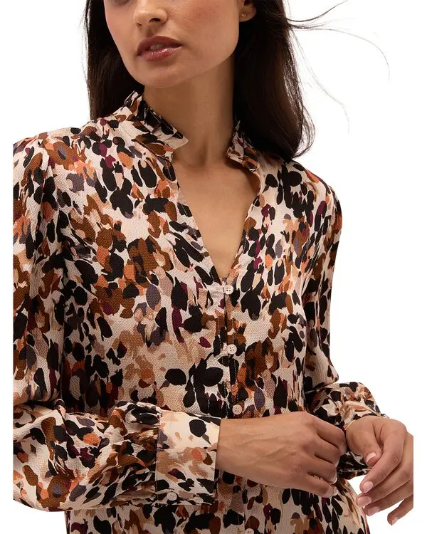 HOBBS LONDON Yasmina Printed Blouson Sleeve Blouse