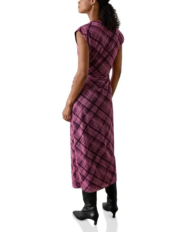 Whistles Check Mesh Midi Dress