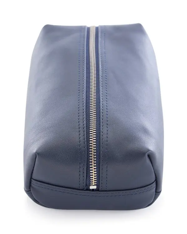 ROYCE NEW YORK Leather Compact Toiletry Travel Bag - Blue