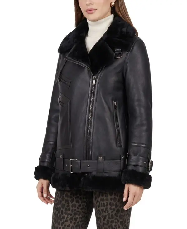 Gorski Shearling Lamb Moto Zip Jacket