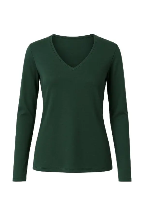 CONQUISTA Classic V-neck Long Sleeve Top
