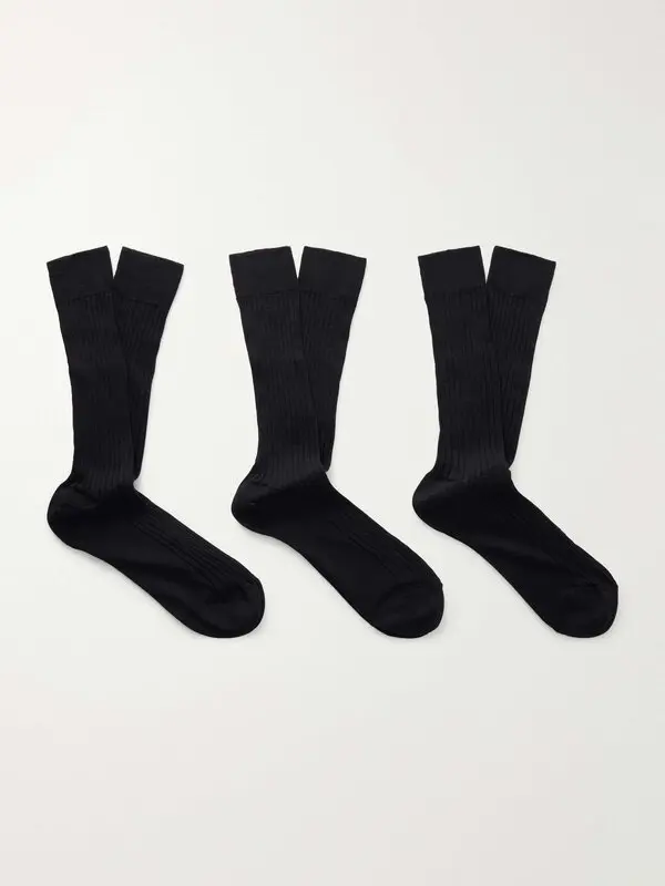 Mr P. Set Of Three Wool-blend Socks