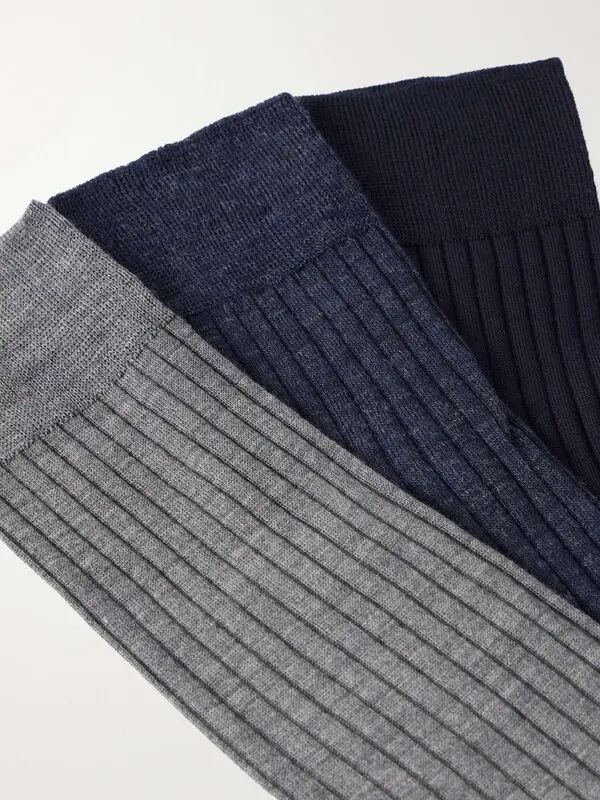 Mr P. Set Of Three Wool-blend Socks