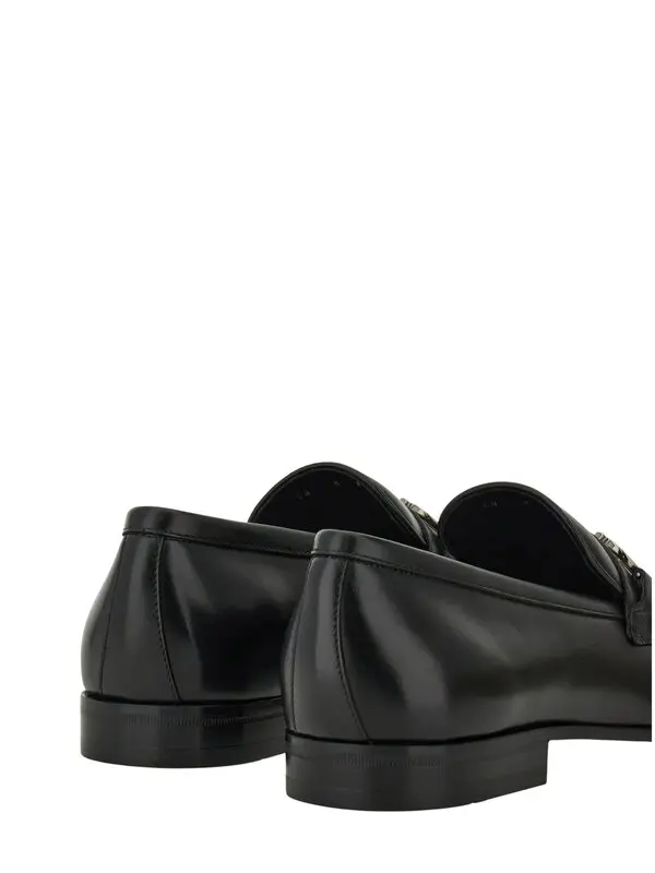 FERRAGAMO Gancini Leather Loafers - Black