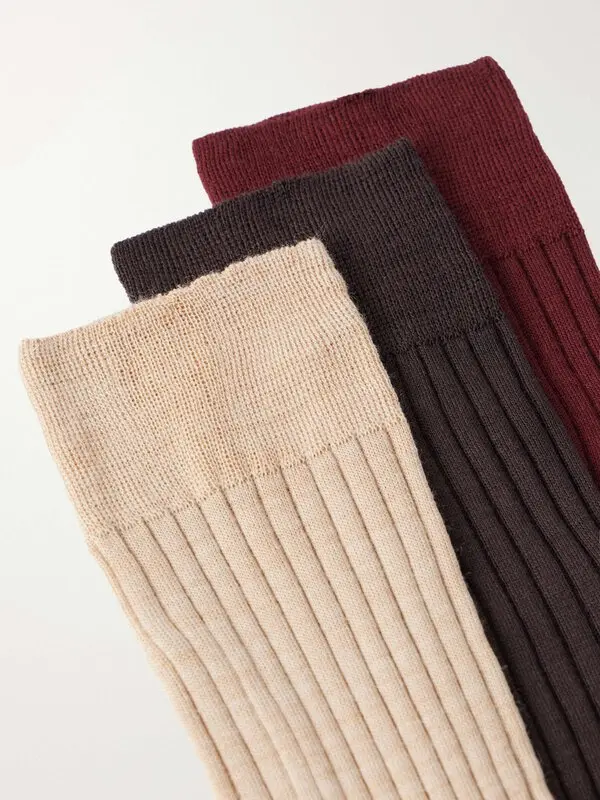 Mr P. Set Of Three Wool-blend Socks