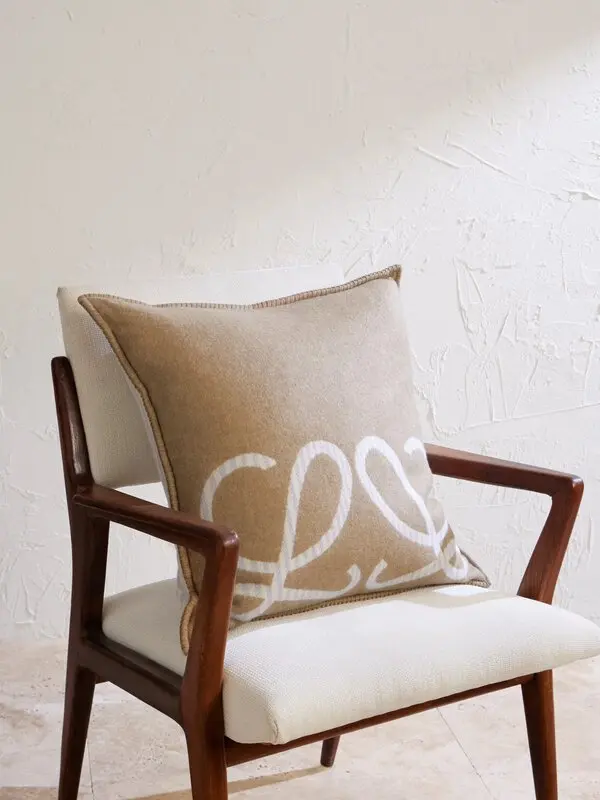 Loewe Anagram Wool And Cashmere-blend Cushion - Neutrals