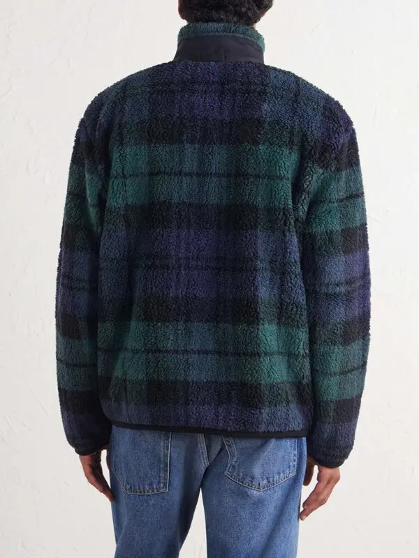 Polo Ralph Lauren Logo-embroidered Shell-trimmed Checked Fleece Jacket