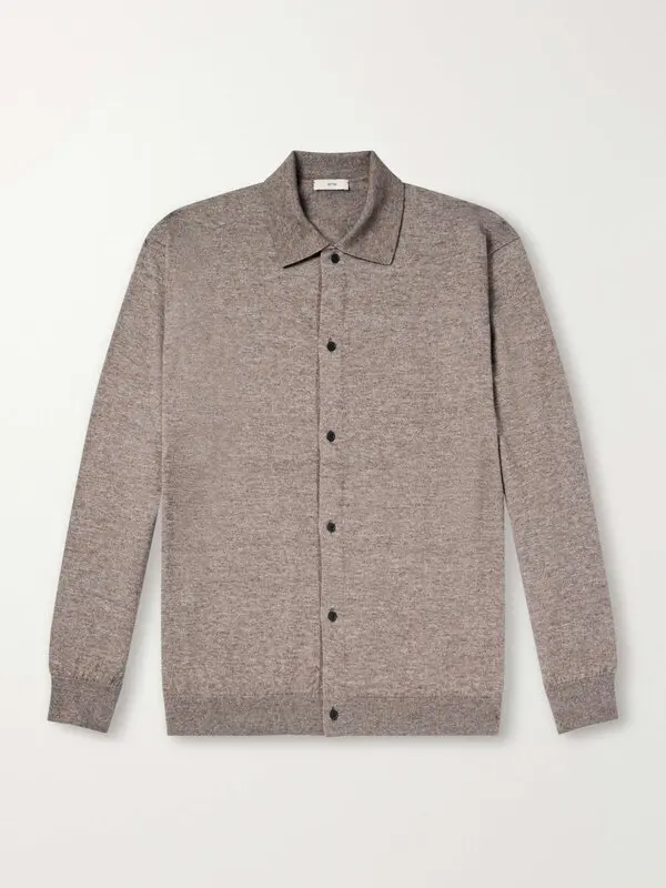 ATON Cotton And Yak Wool-blend Cardigan - Brown