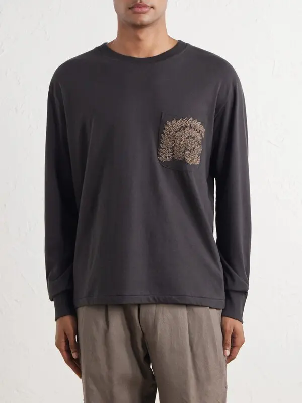 KARTIK RESEARCH Paisley Embroidered Cotton-jersey T-shirt