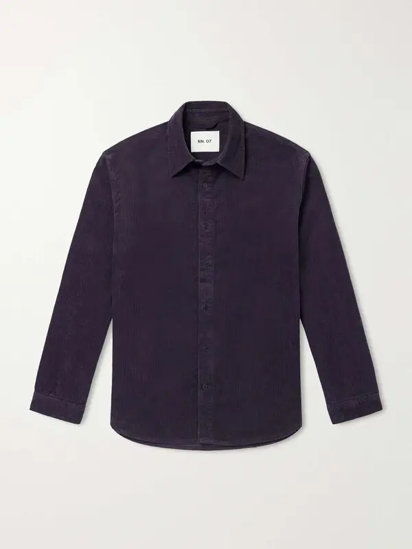 Nn07 Casper 50002 Organic Cotton-corduroy Overshirt - Navy