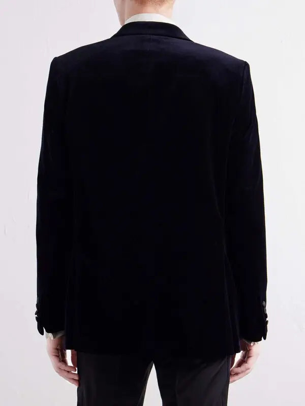 FAVOURBROOK Grosgrain-trimmed Cotton-velvet Tuxedo Jacket - Navy