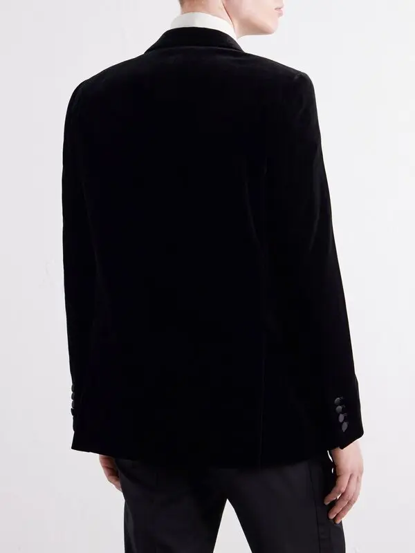 FAVOURBROOK Grosgrain-trimmed Cotton-velvet Tuxedo Jacket