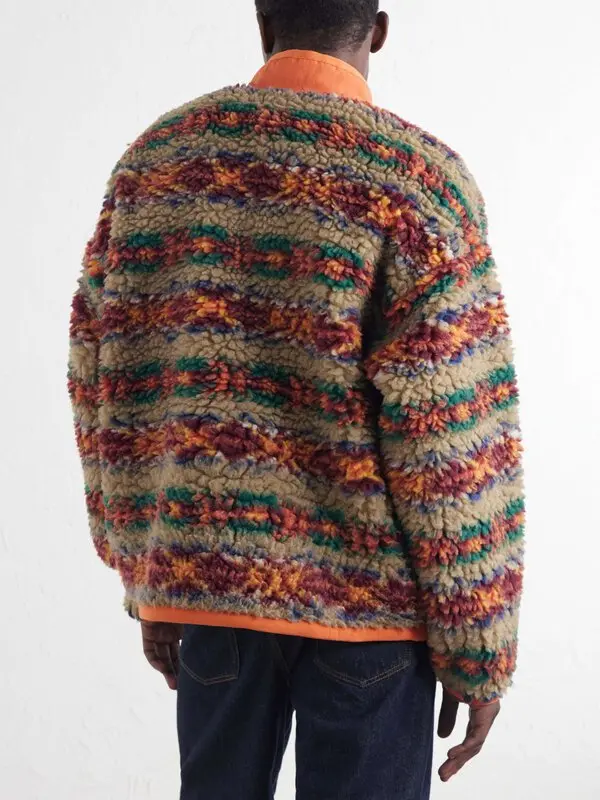 Polo Ralph Lauren Striped Shell-trimmed Fleece Sweater